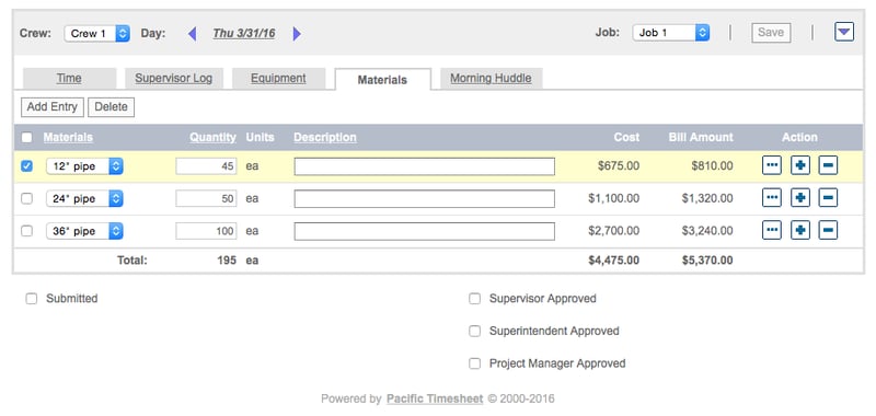 Equipment Tracking | Pacific Timesheet